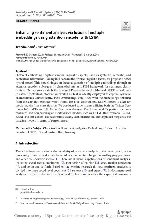 Enhancing Sentiment Analysis Via Fusion Of Multiple Embeddings Using Attention Encoder With Lstm