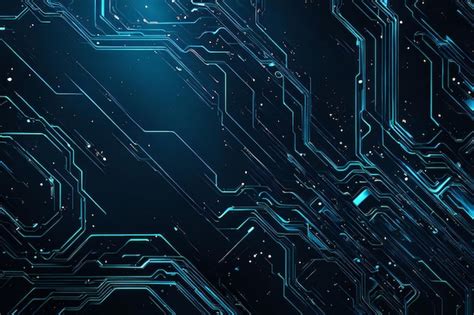 Glowing Blue Circuit Board With Glowing Nodes And Lines On Dark
