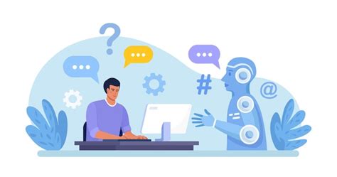 Premium Vector Customer Talking With Chatbot Person Chatting With