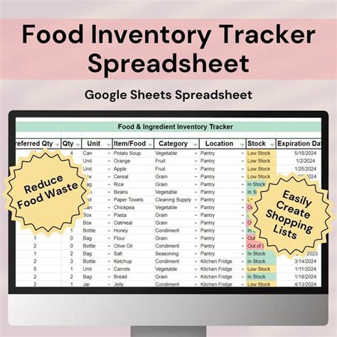 Food Inventory Tracker Spreadsheet Pantry Inventory Tracker