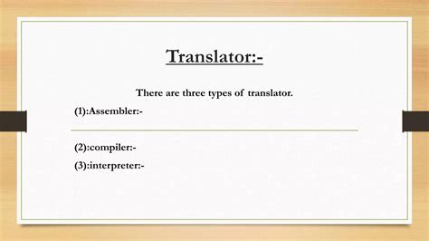 Translators Compiler Assembler Interpretor Pptx Programming Languages Computing