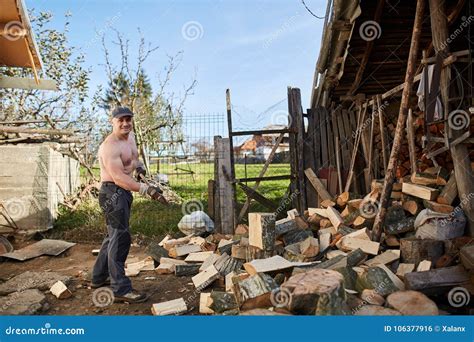 Man Splitting Wood Stock Photo Image Of Tool Lifestyle 106377916