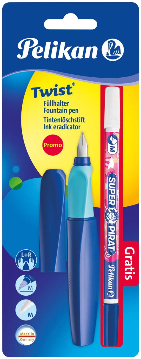 Ручка пір'яна Pelikan Twist Deep Blue Синя з коректором (926071B ...