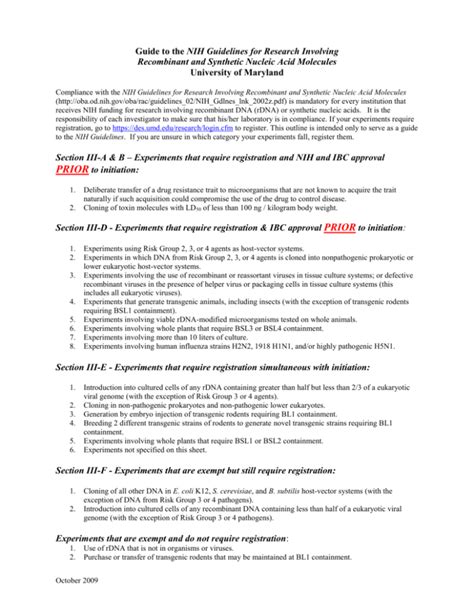 Guide To The Nih Guidelines