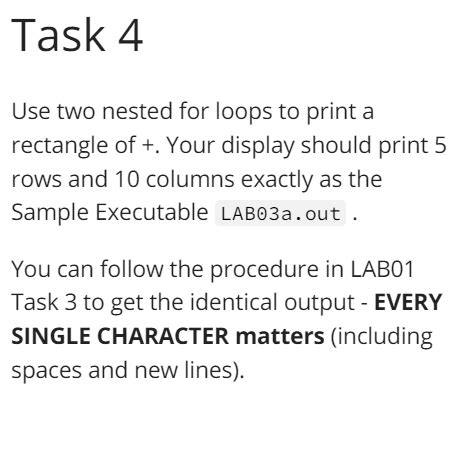 Solved Use Two Nested For Loops To Print A Rectangle Of Chegg