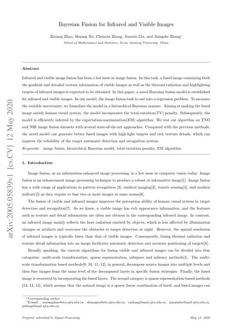 Pdf Bayesian Fusion For Infrared And Visible Images