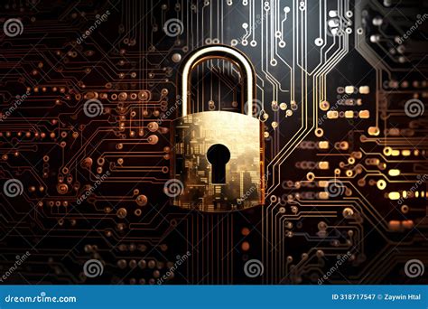 Lock With Circuit Pattern Concept Of Data Security Cybersecurity Cyber Defense Stock