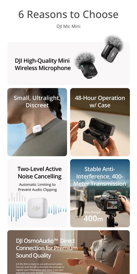 Dji Mic Mini High Quality Mini Wireless Microphone Ultralight Two Level Active Noise