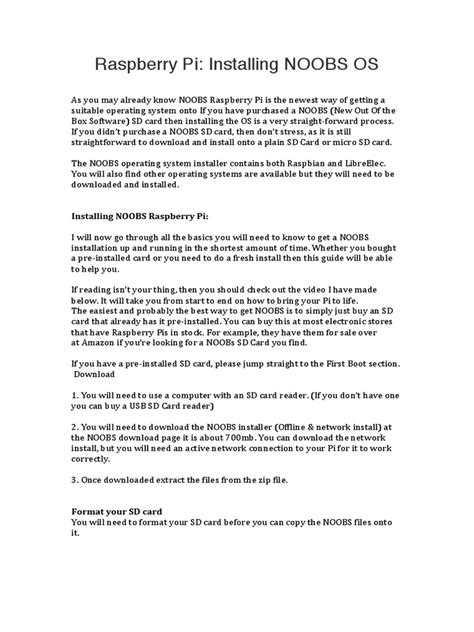 raspberry pi installing noobs os pdf raspberry pi software