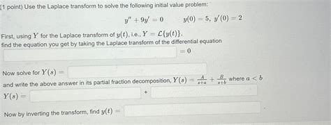 solved 1 ﻿point ﻿use the laplace transform to solve the