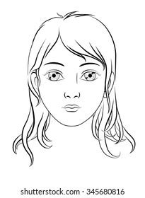 Girl Portrait Sketch Black White Handdrawn Stock Vector Royalty Free