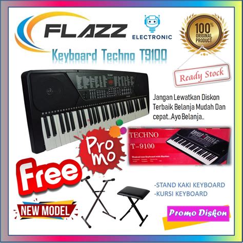 Keyboard Piano Techno T9100 Original Free Stand Kursi Keyboard Lazada Indonesia