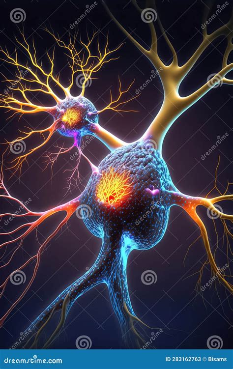 Neuron Network Brain Cells Human Nervous System And Brain Activity Concept Generative Ai Stock