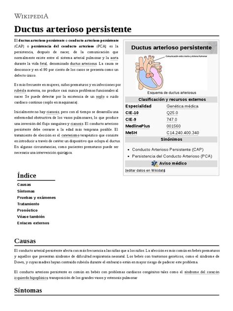 Ductus Arterioso Persistente Pdf Especialidades Medicas Sistema
