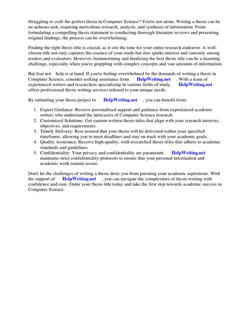 Best Thesis Title For Computer Science Pdf