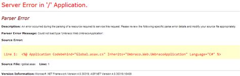 Umbraco 7 Could Not Load Type Umbracowebumbracoapplication