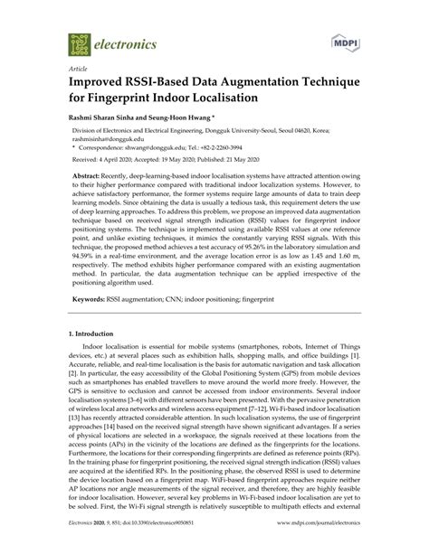 Pdf Improved Rssi Based Data Augmentation Technique For Fingerprint