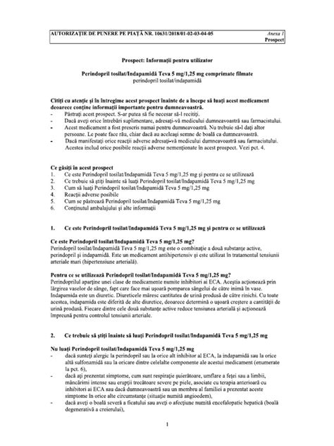 Perindopril Tosilat Indapamida Teva 5 Mg 1 25 Mg 30 Comprimate Filmate