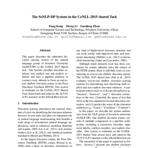 The Sonlp Dp System In The Conll 2015 Shared Task Acl Anthology