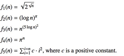 Solved Rank The Following Functions By Increasing Order Of