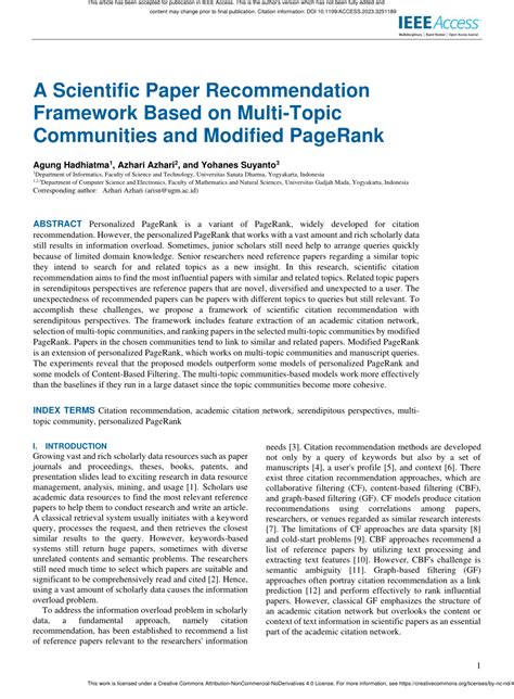 pdf a scientific paper recommendation framework based on multi topic