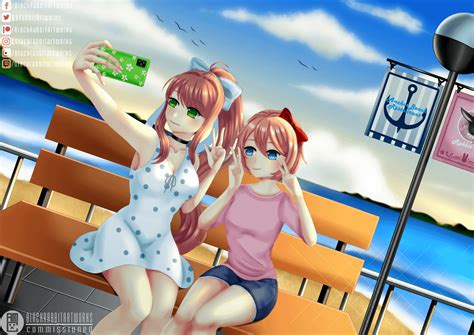 Commissioned Monika And Sayori Beach Day Rddlc