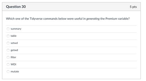 Solved Which One Of The Tidyverse Commands Below Were Useful