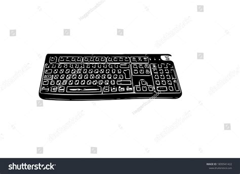 Hand Drawn Computer Keyboard Sketch Outline Stock Illustration