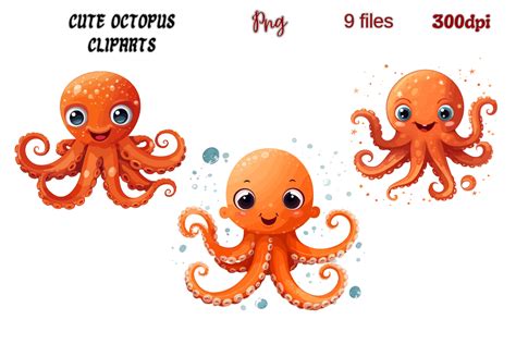 Cute Octopus Cliparts Graphic By Philip Pub · Creative Fabrica