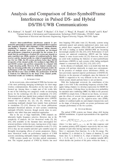 Pdf Analysis And Comparison Of Inter Symbolframe Interference In