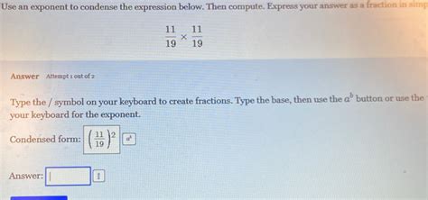 solved use an exponent to condense the expression below then compute