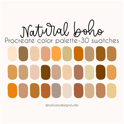 Natural Boho Procreate Color Palette Instant Digital Download Soft