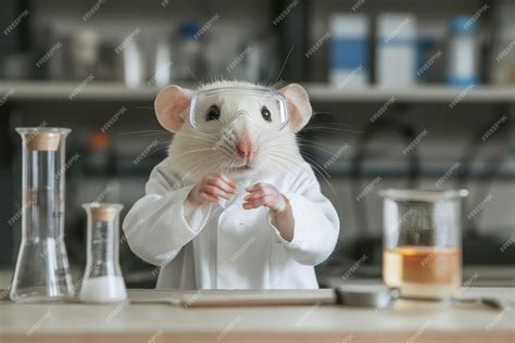 Scientist Rat A Rat In A Lab Coat And Safety Goggles Holding A Test