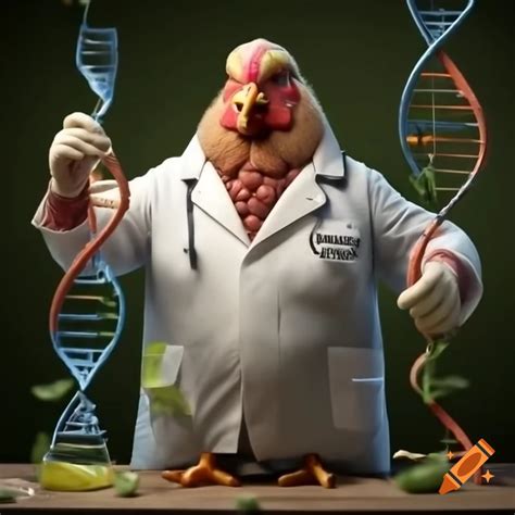 Chicken Scientist Conducting Dna Research On Craiyon