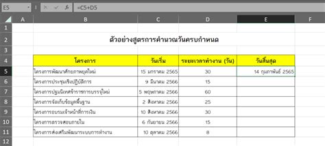 สูตรการคำนวณวันครบกำหนดใน Excel และตัวอย่างการใช้สูตร น้องแอนดอทคอม