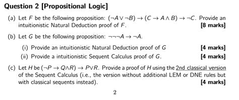 Solved Question Propositional Logic A Let F Be The Chegg