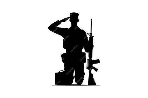 Premium Vector An Army Soldier Saluting Silhouette Soldier Saluting On The On White Background