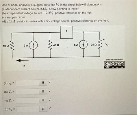 Solved Use Of Nodal Analysis Is Suggested To Find Vx In The Chegg