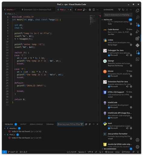 it keeps showing me stdio h file not found but the code runs fine