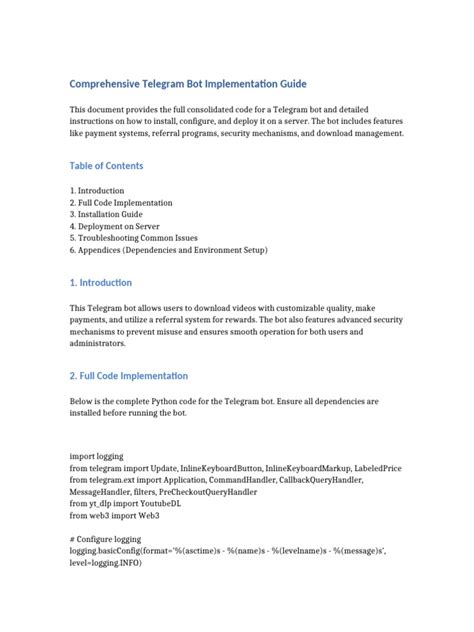 Telegram Bot Implementation Guide Pdf Computer Science Computer