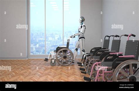 Robot Wheelchair Patient Care Robots Wheelchairs Stock Photo Alamy
