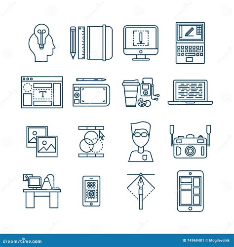 Web Design Linear Icons Stock Vector Illustration Of Bulb