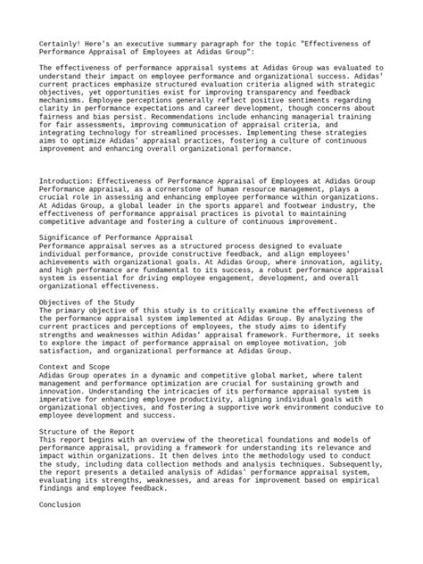 Mba 4th Sem Project Performance Appraisal Download Free Pdf