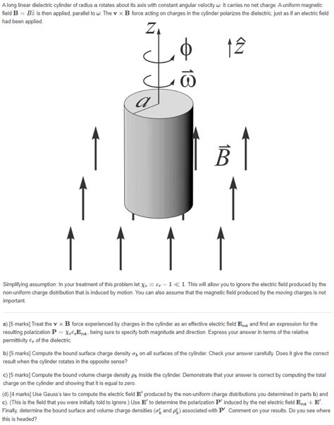 Solved A Long Linear Dielectric Cylinder Of Radius A Rotates