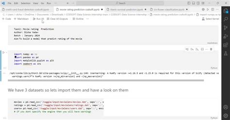 Disha Yadav On Linkedin Datascience Movieratings Codsoft Codsoftinternship Machinelearning