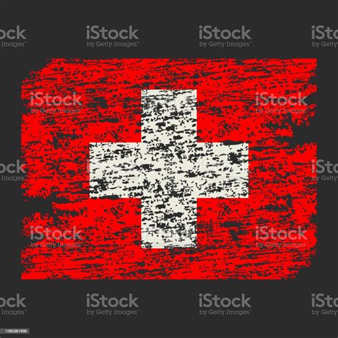 스위스의 국기 스위스의 깃발이 그려진 브러시 그런지 효과와 수채화가 있는 손으로 그린 스타일 일러스트레이션 그런지 질감스위스 의 국기 벡터 그림입니다 국가 관광명소에 대한