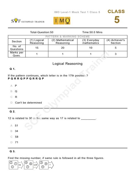 Imo Level1 Mock1 Class5 Pdf Geometry