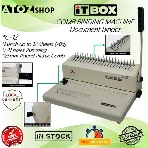 ITBOX Comb Binding Machine Heavy Duty Comb Binder A4 Paper Puncher Binding Document Binder