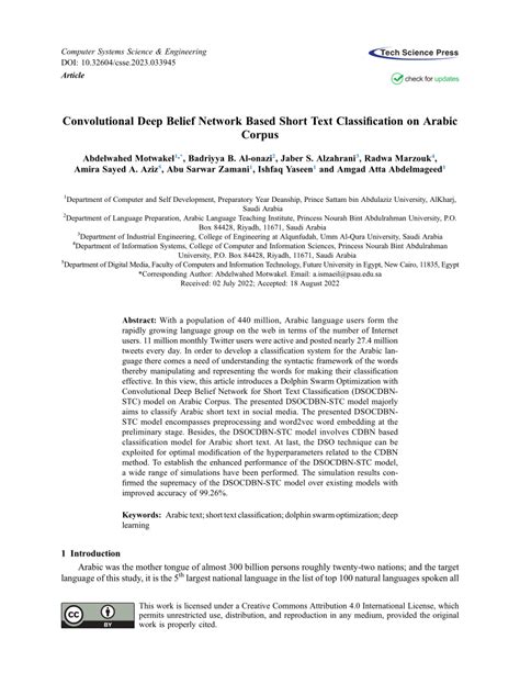 Pdf Convolutional Deep Belief Network Based Short Text Classification On Arabic Corpus