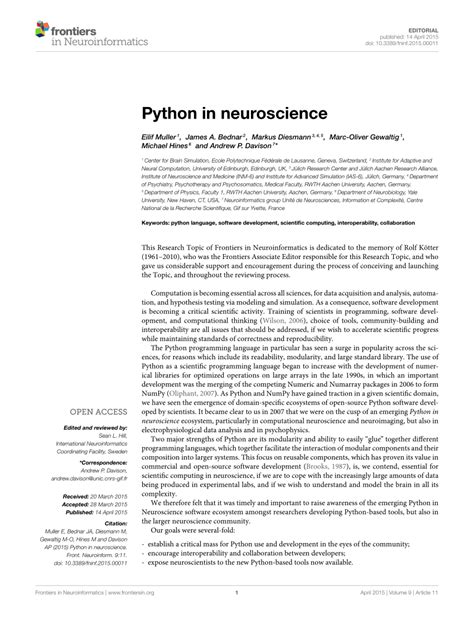 Pdf Python In Neuroscience